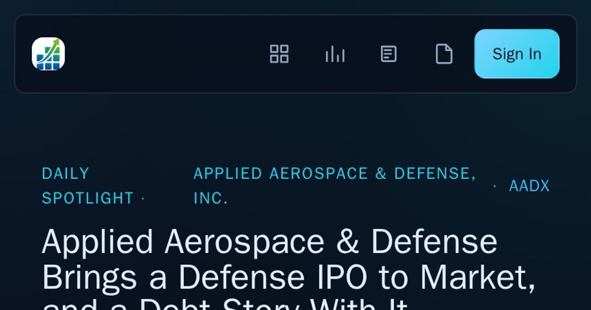 Applied Aerospace & Defense Brings a Defense IPO to Market, and a Debt ...